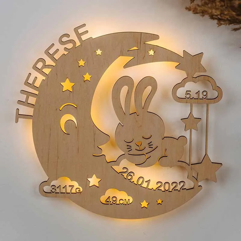 Lumière de sommeil en bois - Veilleuse bébé personnalisée | LAUBLUST ...
